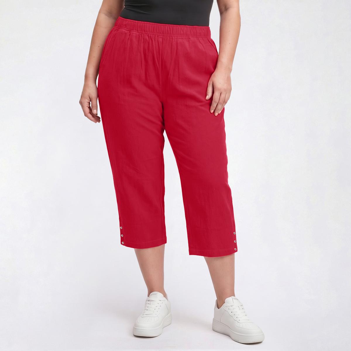Click here for Plus Size Emily Daniels Pull On Solid Capris With... prices